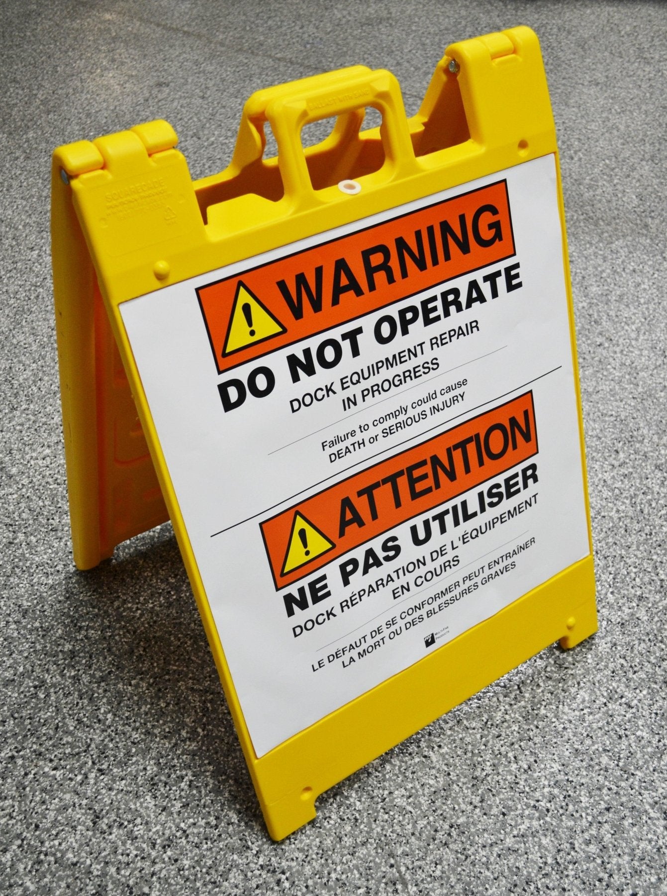 MF-SS-1005 | A-FRAME DOCK SAFETY SIGN, ENG/FRENCH 36"H 2-SIDED – Excel ...